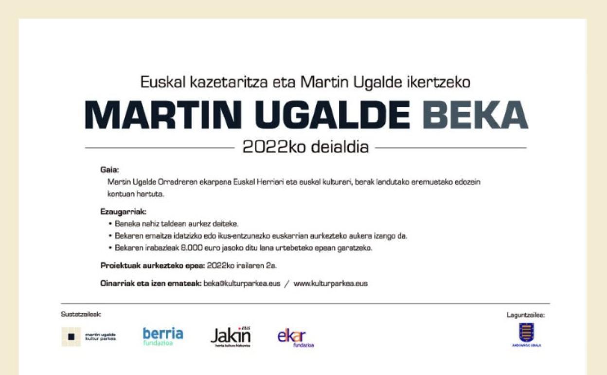 Martin Ugalde 2022ko bekan izena eman ezazu | El Correo